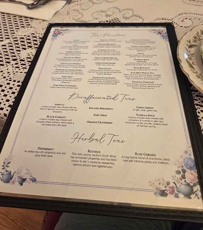 The tea menu reads like poetry for your palate, offering everything from classic to adventurous blends.