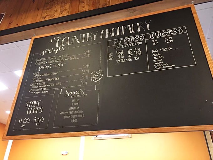 The chalkboard menu proves good things don't need fancy fonts, just honest food and reasonable expectations for your appetite.
