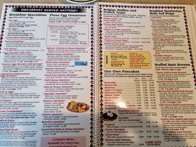 This menu reads like a greatest hits album of breakfast, with more options than you'll try in a year.