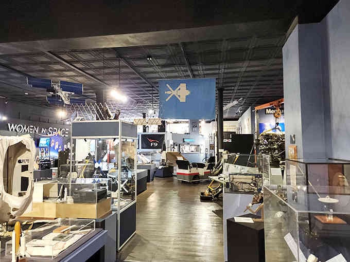 Inside, the exhibits sprawl across the space like a well-organized mission control center, minus the frantic countdowns and coffee-fueled panic.