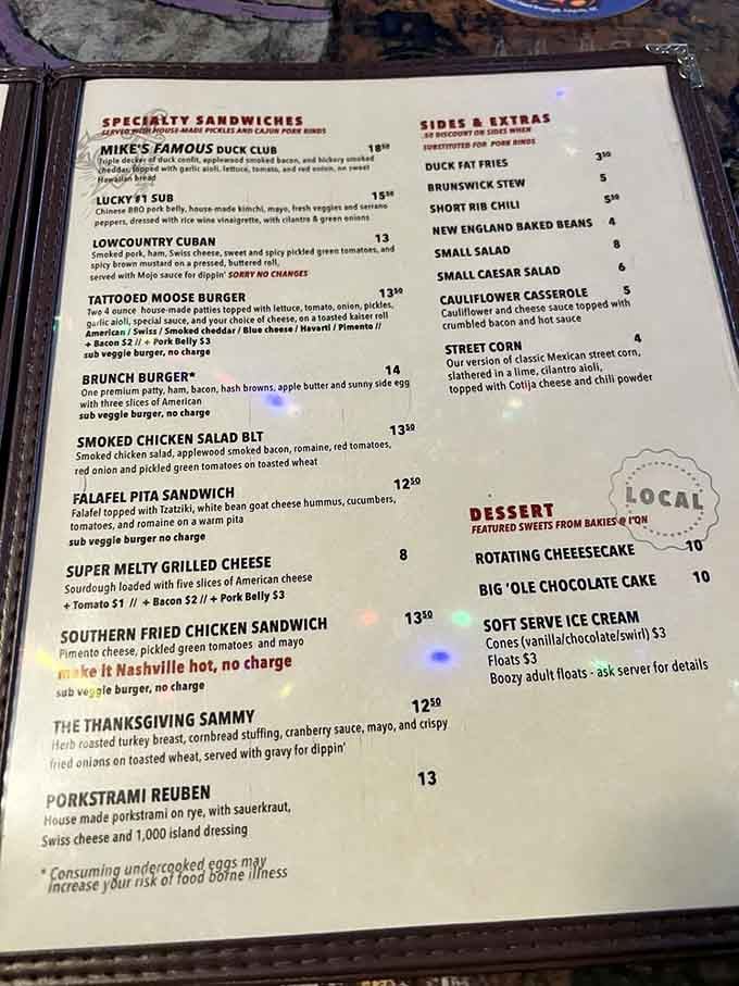 This menu reads like a love letter to comfort food, with enough creative twists to keep things interesting. Photo credit: Dr. Scott C.