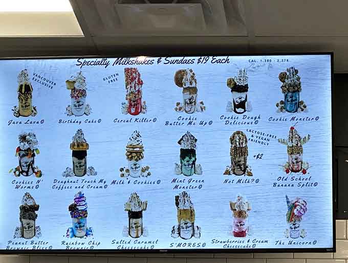 A menu board that reads like a dessert lover's bucket list, every option more tempting than the last.