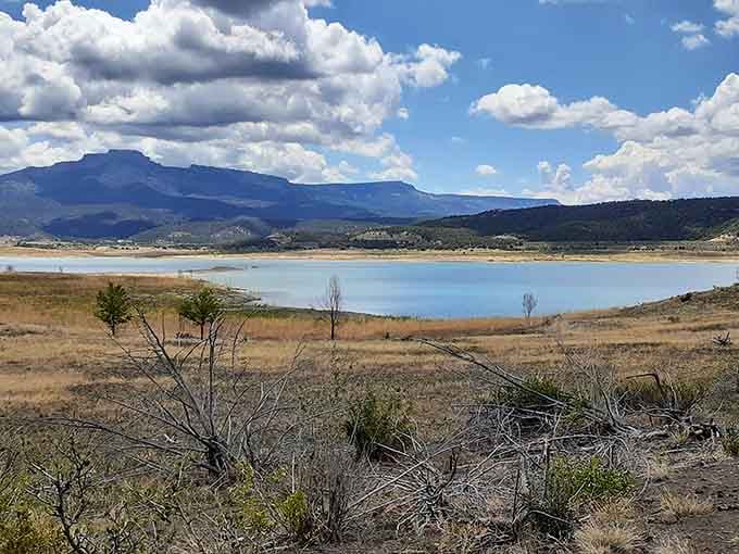 Trinidad Lake reflects the Sangre de Cristo Mountains like nature's own mirror, minus the vanity.