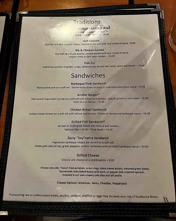 When a menu proudly declares "World Famous Ribs" at the top, you know they're not messing around here.