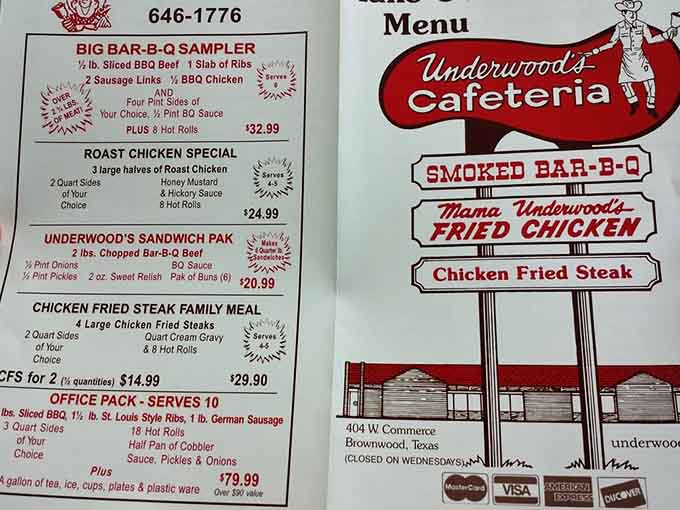 When the menu offers a Big Bar-B-Q Sampler and Chicken Fried Steak Family Meal, you know they're serious.