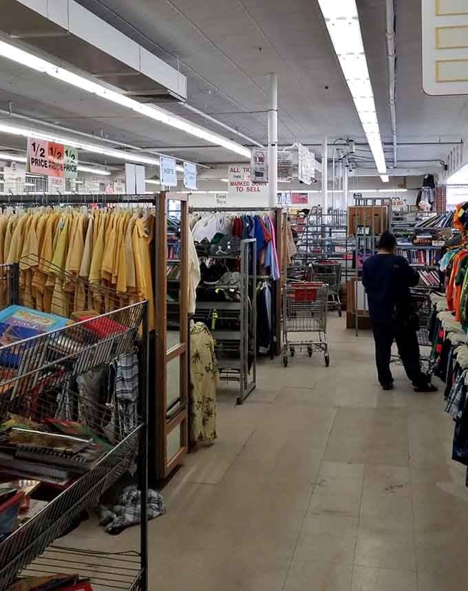Aisles stretch like a bargain hunter's dream, organized and ready for your treasure hunting expedition.