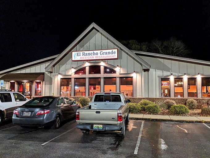 El Rancho Grande lights up the night, beckoning hungry diners with promises of generous portions.