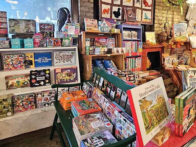 Colorful spines and clever displays make choosing your next adventure delightfully difficult, like a literary candy store.