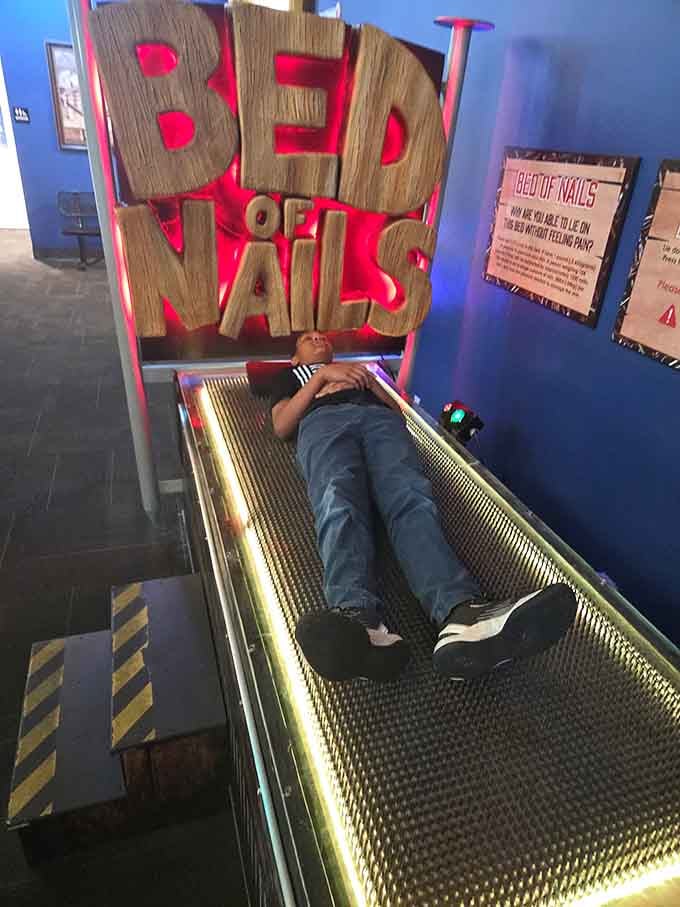 The bed of nails: proving that physics can be both terrifying and surprisingly comfortable simultaneously.
