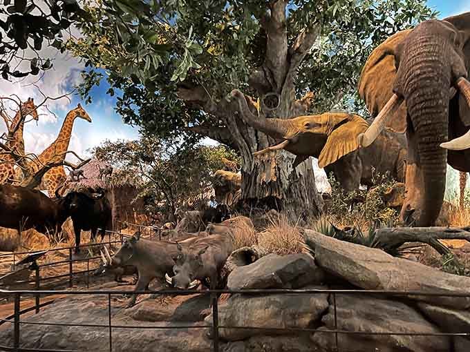 African wildlife in Missouri? The savanna scene looks so real you'll check for actual lions nearby.