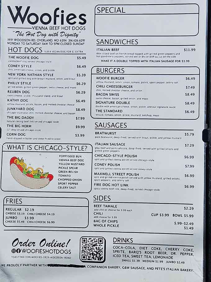 When a menu proudly explains what Chicago-style means, you know they're taking this hot dog business seriously.
