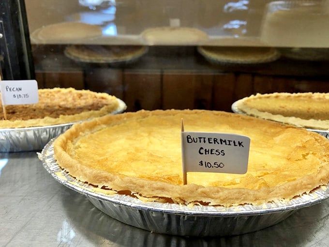Buttermilk chess pie with that golden, custardy top. One bite transports you straight to dessert heaven.