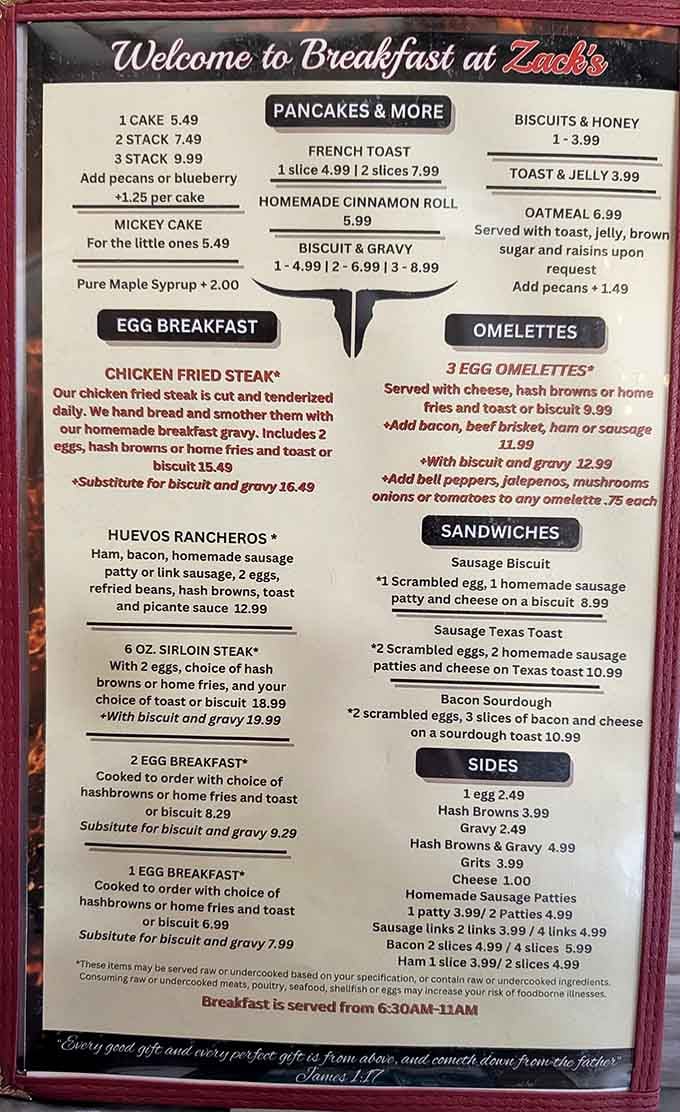 When a breakfast menu offers chicken fried steak and homemade cinnamon rolls, you know they're serious about morning fuel.
