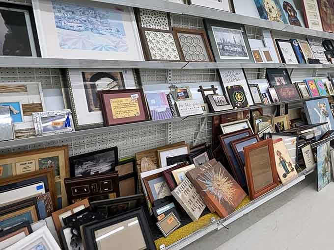 Wall art and frames create an instant gallery where your perfect piece waits among the creative chaos.
