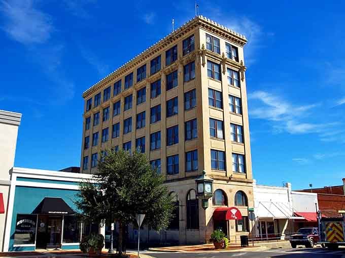 This stately building stands tall downtown, a testament to prosperity and community pride from another era entirely.