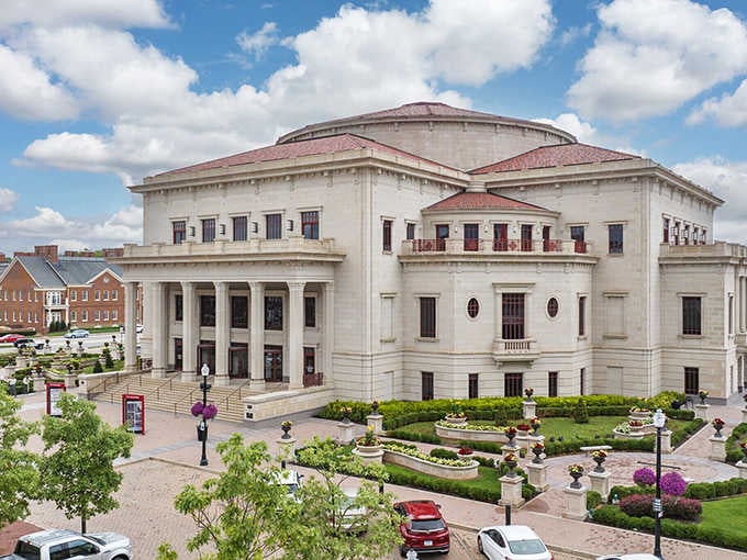 This grand building looks like it belongs in Washington D.C., proving small towns can have big architectural ambitions.