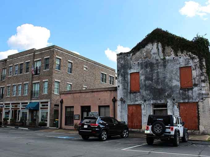 When weathered brick and climbing vines meet, you get architecture that tells stories without saying a word.