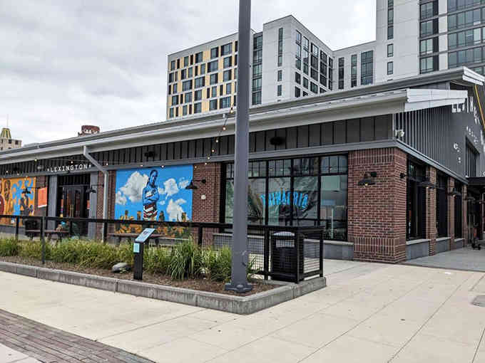 Modern brick and glass architecture in the heart of the city means traditional flavors meet contemporary comfort here.