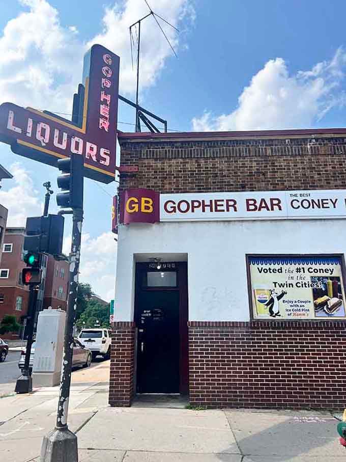 That vintage neon sign pointing the way to award-winning coneys makes this corner spot impossible to miss or forget.