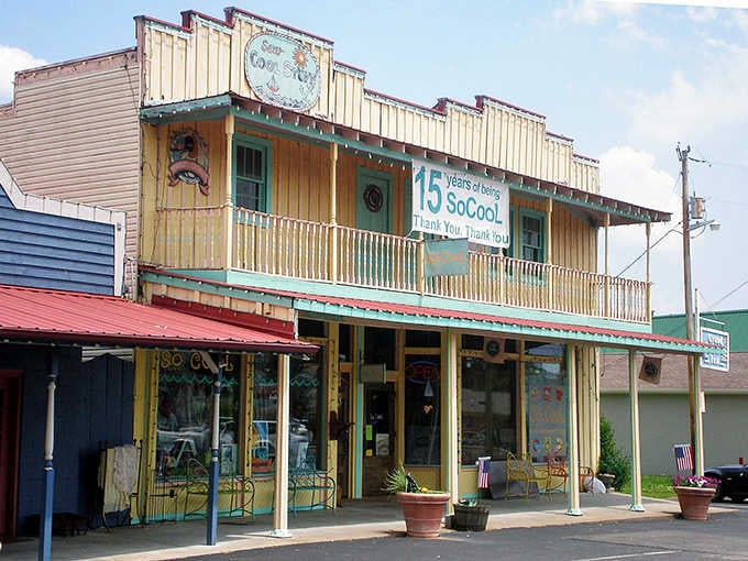 This cheerful storefront with its vintage balcony practically begs you to grab a chair and watch the world go by.