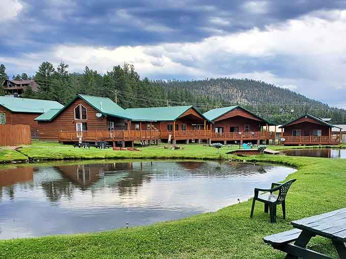 Cabins nestle beside still water in this valley hideaway where fishing poles outnumber cell phone signals.