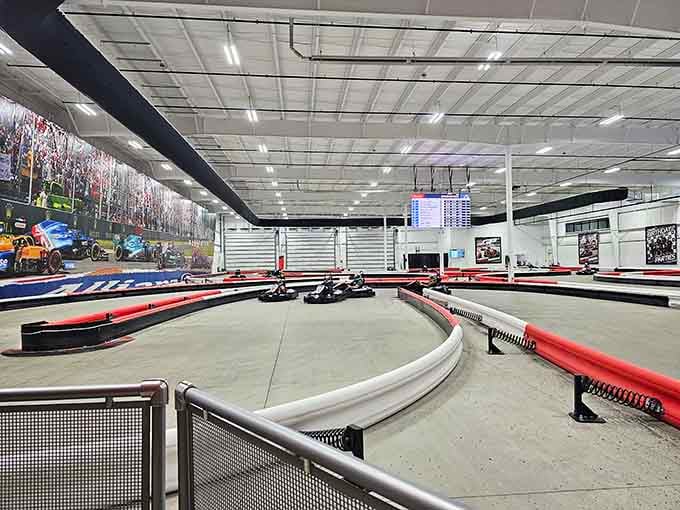 Clean, sweeping curves and modern lighting create a racing cathedral where speed becomes an art form.