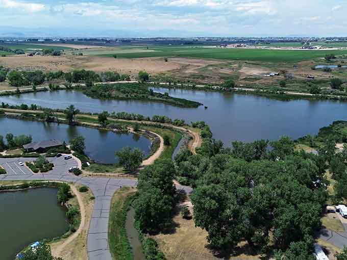 From above, these interconnected ponds look like nature's own string of pearls nestled in the prairie landscape.