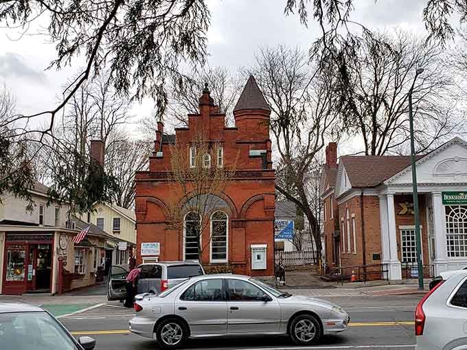 That red brick architecture with turrets speaks to a time when buildings had personality and weren't afraid to show it.