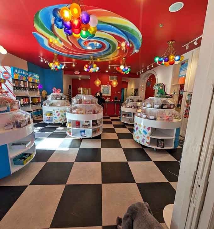 Step into a kaleidoscope of sugar where every surface celebrates the pure joy of candy-making artistry.