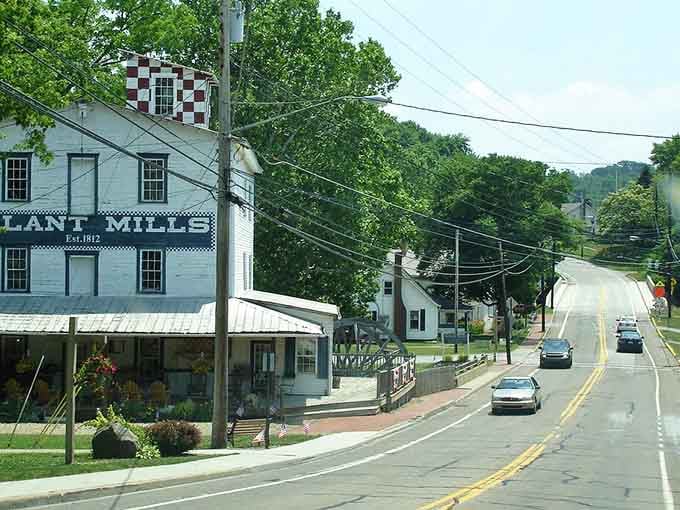 The checkerboard building catches your eye like a giant game board inviting you to play along Main Street.