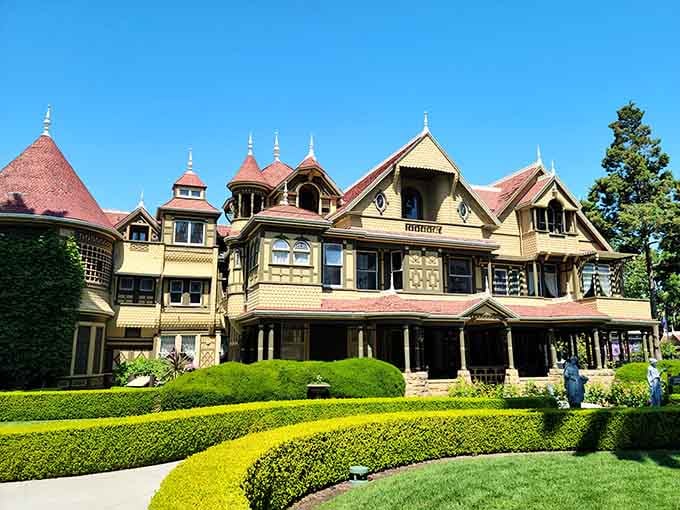 Victorian architecture gone wonderfully wild, with turrets and gables stacked like a beautiful, bewildering wedding cake.