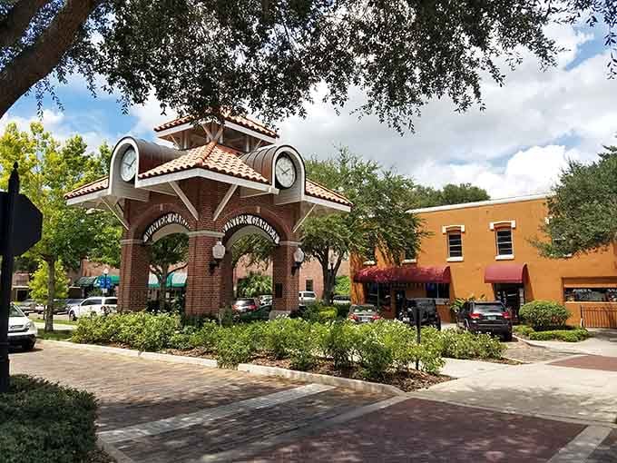 That charming archway welcomes you to a downtown where every restaurant tells its own delicious story.