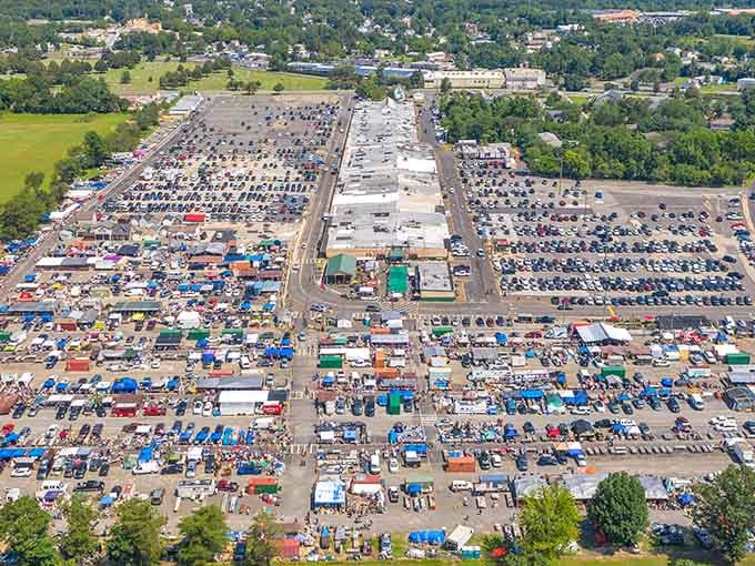 From above, this sprawling marketplace looks like a colorful quilt of blue tents and endless possibilities for discovery.