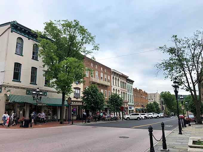 Brick sidewalks and bustling storefronts show a downtown that's thriving, not just surviving on nostalgia and good intentions.