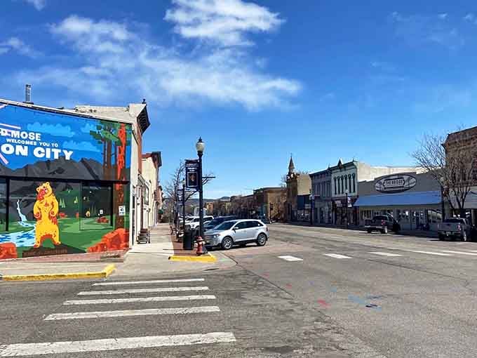 That colorful mural adds a splash of whimsy to a main street already blessed with natural beauty.