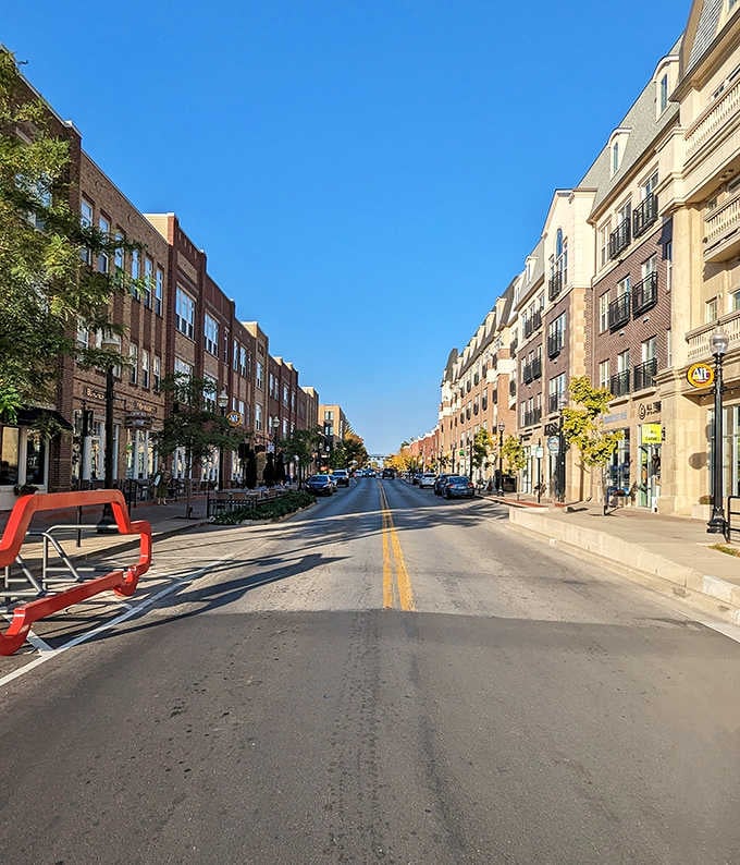 Wide boulevards and European-style architecture create a streetscape that feels more Paris than Midwest, in the best way.