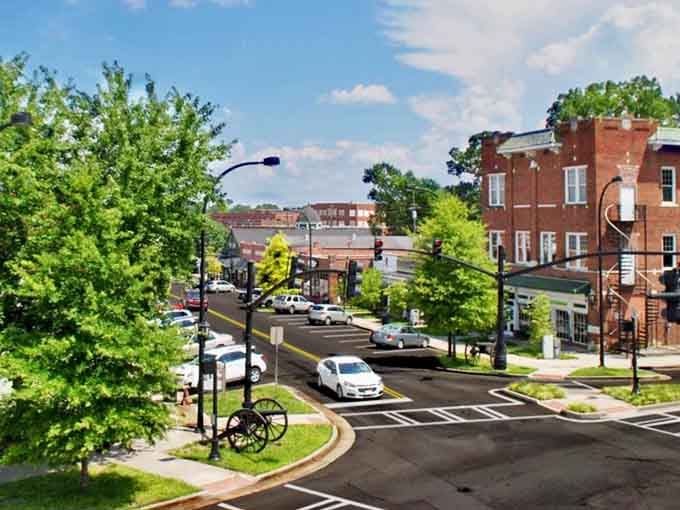 Lush greenery embraces the main street where community spirit thrives stronger than any big-city hustle ever could.