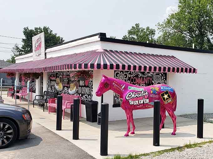 The striped awning and cheerful colors invite you in like a warm hug from an old friend.