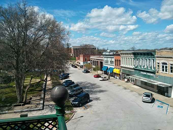 Clouds drift over downtown streets where the pace is slower and the coffee conversations last much longer.