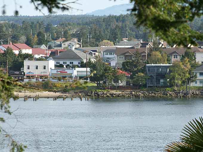 Across the bay, downtown Florence spreads along the water where fishing boats and pelicans share the daily rhythm.