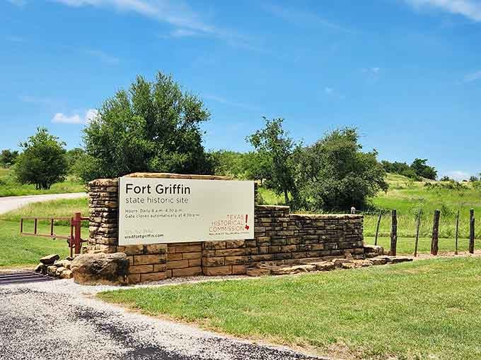 The entrance sign welcomes you to where frontier soldiers once stood guard over the wild Texas landscape.