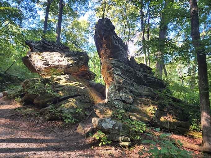 Towering rock formations weathered into dramatic overhangs prove that Mother Nature is the ultimate architect with unlimited patience.