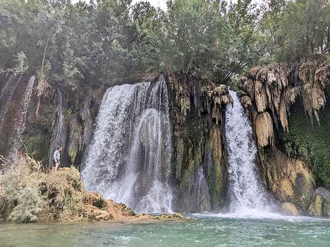 Mineral-rich water tumbles over travertine formations creating pools so inviting you'll forget you're in the desert.