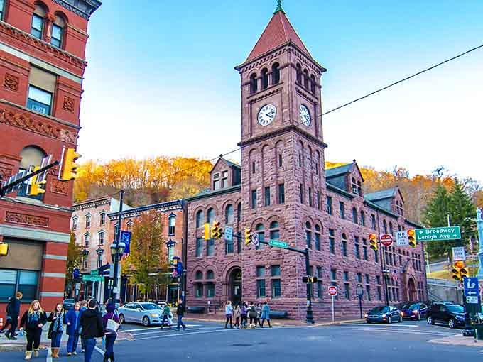 That clock tower stands proud as the town's timekeeper, watching over Broadway like a faithful guardian.