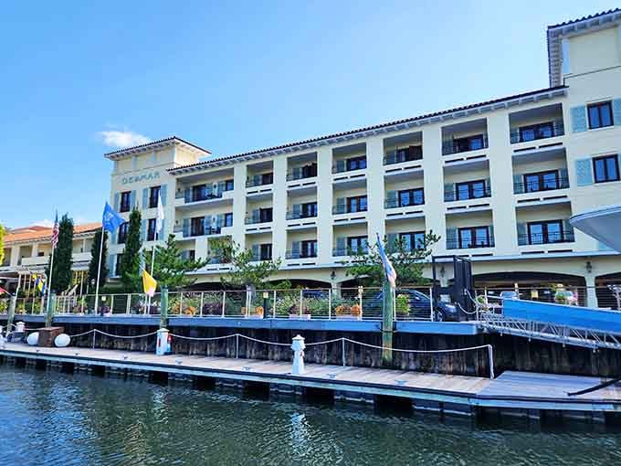 The elegant waterfront terrace at L'Escale turns every meal into a Mediterranean escape without the passport.