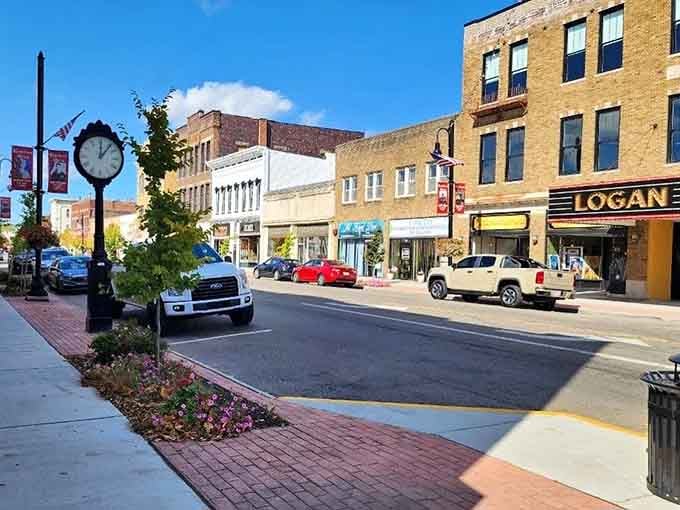 That classic town clock stands sentinel over streets where rushing is considered poor manners and bad form.
