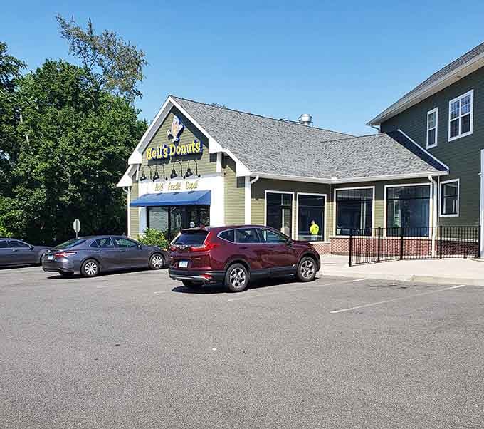 A full parking lot tells the story: locals know where to find their morning joy and caffeine fix.
