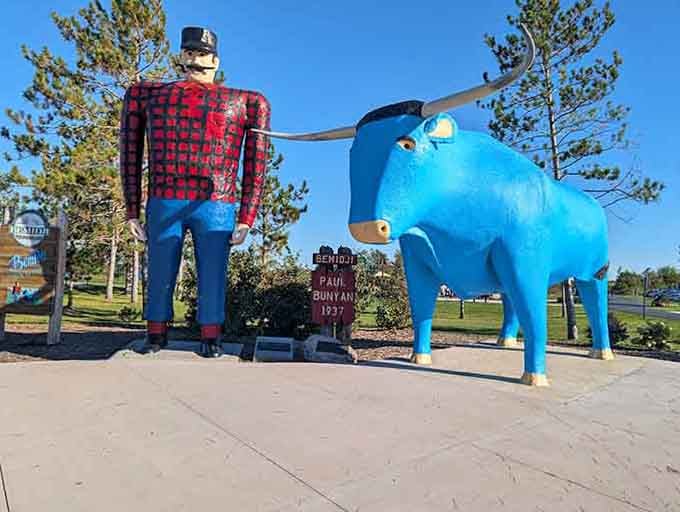 That brilliant blue against the sky makes Babe impossible to miss, like finding Waldo if he were enormous.