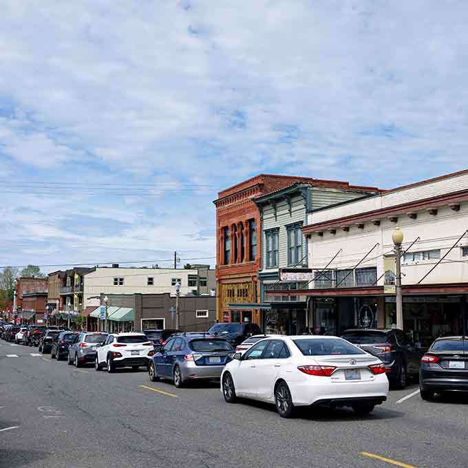 These colorful storefronts line up like a rainbow of small-town charm you can actually walk through and explore.