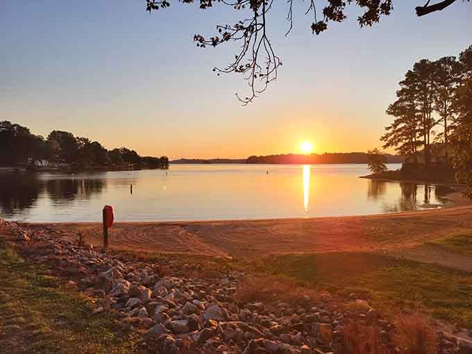 Golden hour paints the lake in amber and rose, creating a sunset worthy of a standing ovation.